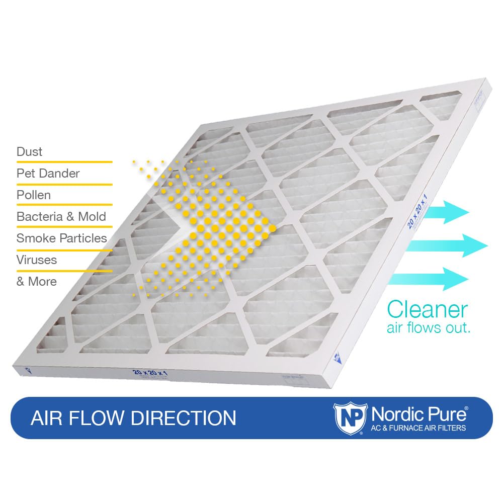 Nordic Pure 20x25x1 (19 1/2 x 24 1/2 x 3/4) Pleated MERV 12 Air Filters 3 Pack