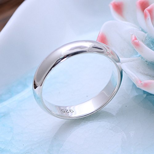 Plain Solid 925 Sterling Silver Wedding Band Ring for Men Women 4.5mm Size 8.5