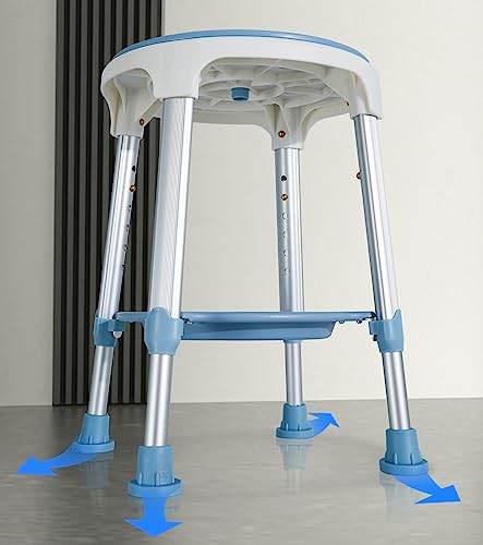 Realunisence Shower Chair for Inside Shower Swivel Shower Stools 300lb Adjustable Bathtub Chair Tool-Free Assembly Tub Seat Bench with Storage Tray for Seniors Elderly Handicap Disabled Blue