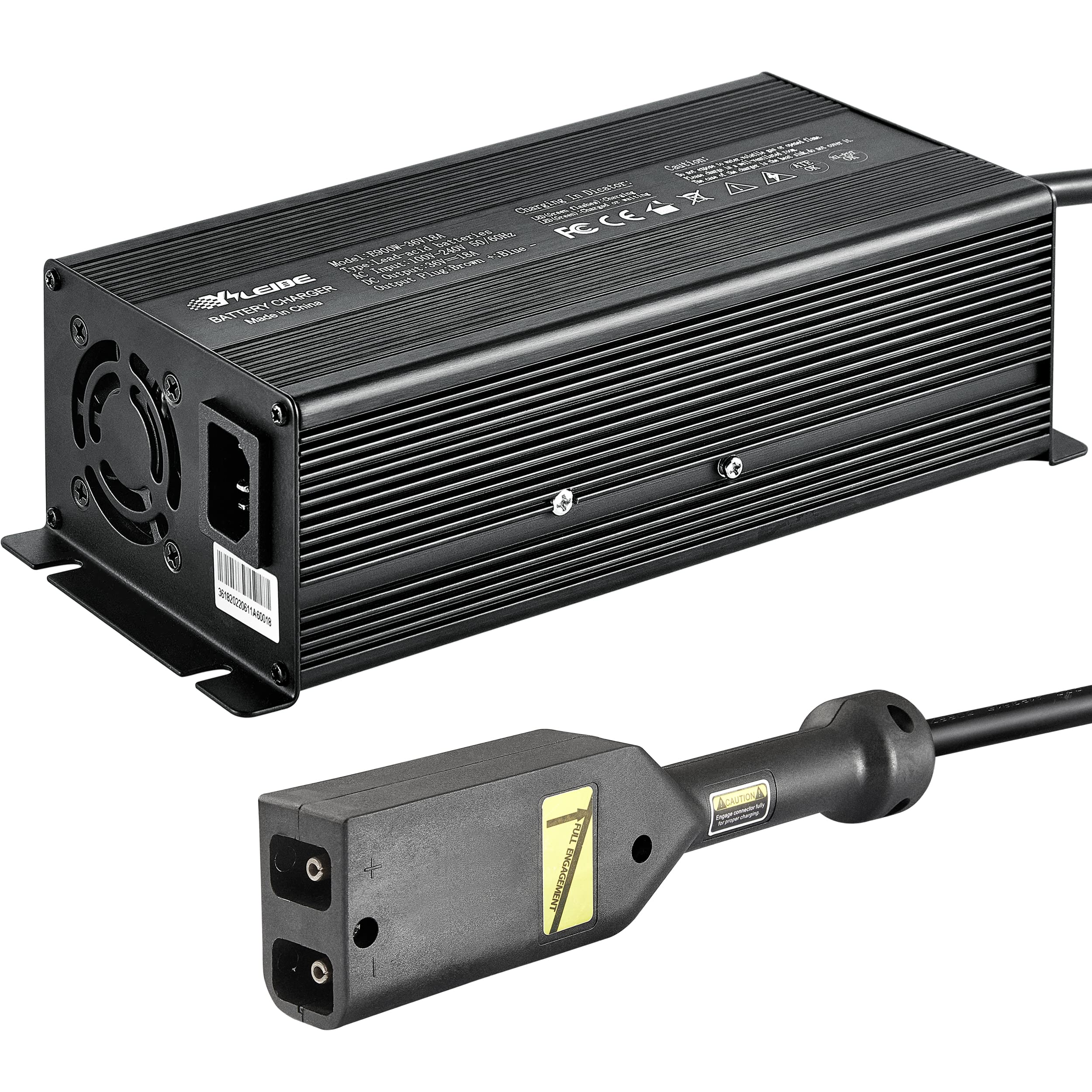 YILEIDE E900W Seris 36V18A Golf Cart Battery Charger with 2-pin D-Style Powerwise Plug for EZGO TXT Golf Carts