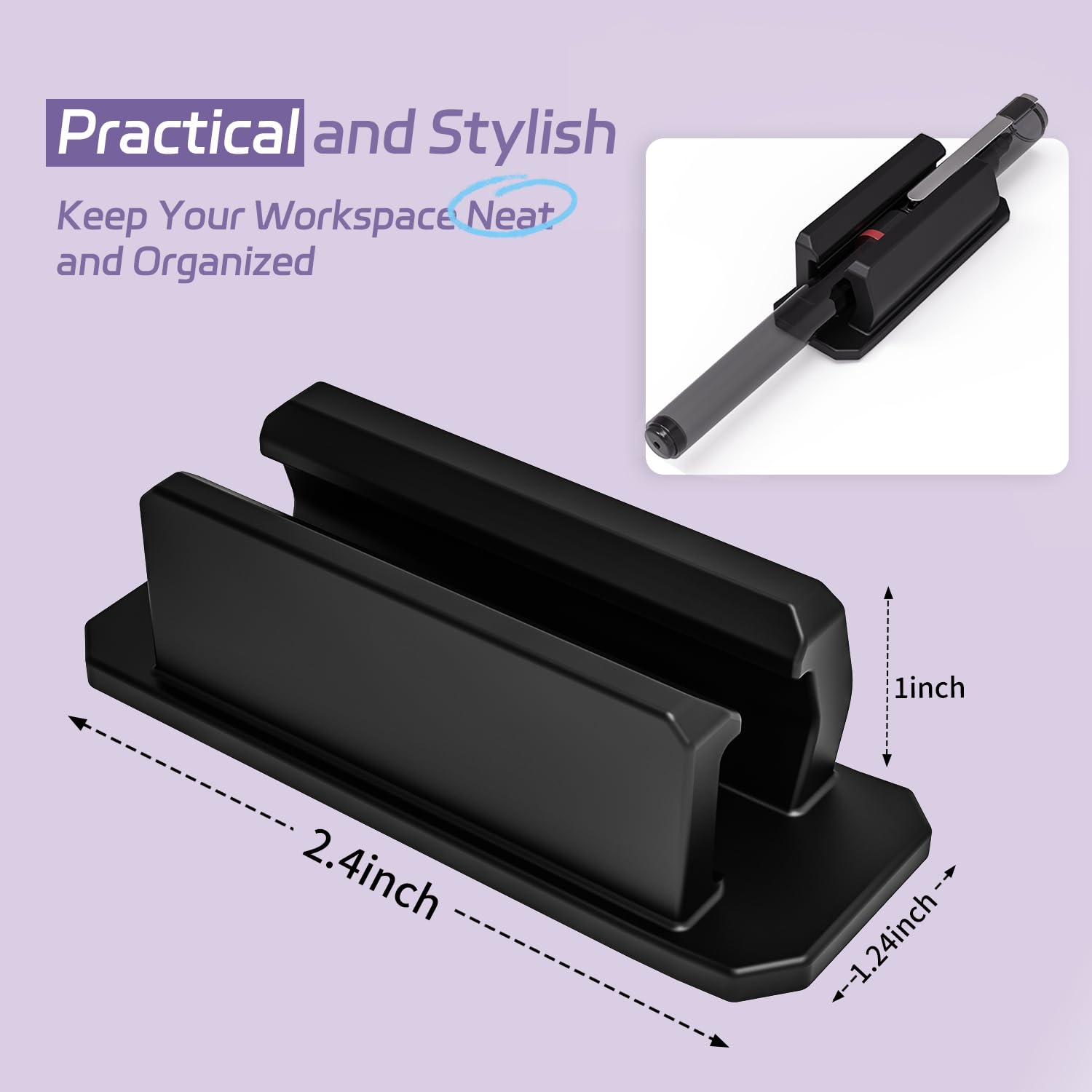 Paiholy 10 Pack Silicone Pencil Holder, Adhesive Pen Holder for Desk with 10 Extra 3M Pads, Marker Holder for Classroom and Teacher, Pen Clip for Clipboard Office Desk Accessories, Black