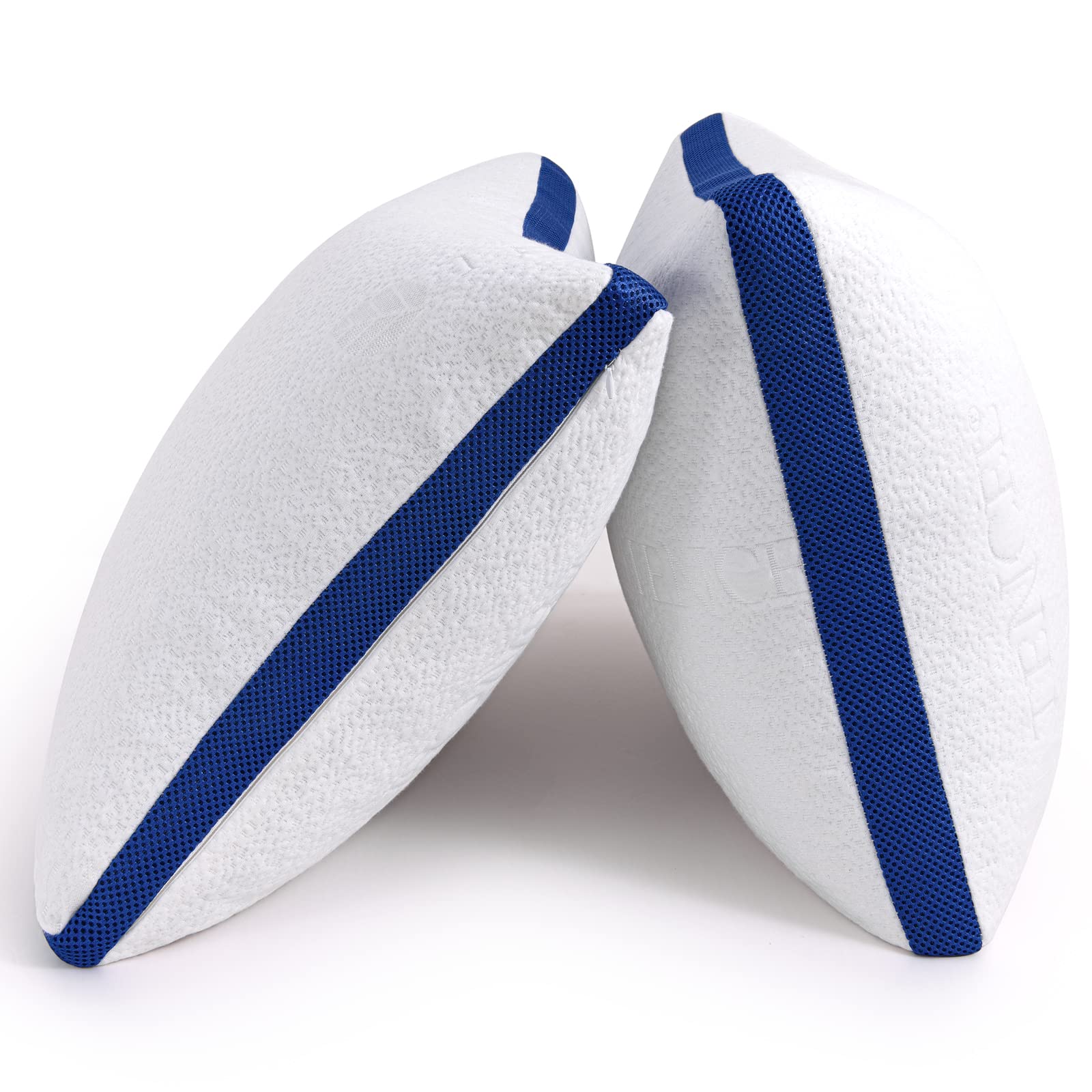 OYT Cooling Bed Pillows for Sleeping 2 Pack Standard Size Shredded Memory Foam Pillows for Sleeping Set of 2 with Adjustable Loft Bed Gel Pillows for Back and Side Sleeper