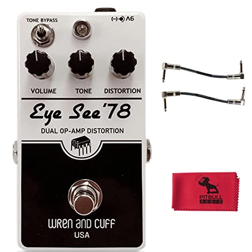 Wren and Cuff Eye See '78 Fuzz Guitar Effects Pedal w/Patch Cables & Cloth