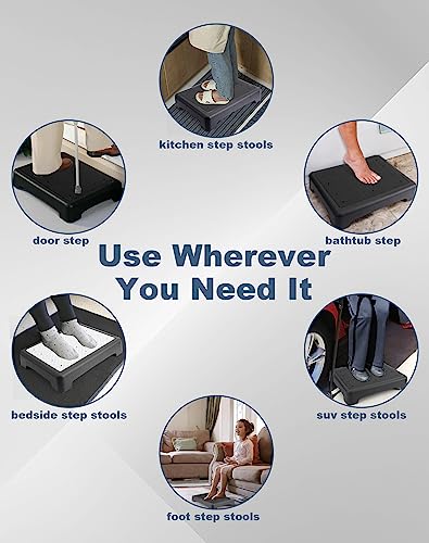 Step Stool for Adults, Heavy Duty, Anti-Slip, Ideal for Outdoor, Kitchen, Bathroom, Bedroom, Plastic, Holds 440 lbs, Half Step Ladder(Medium-Sized)