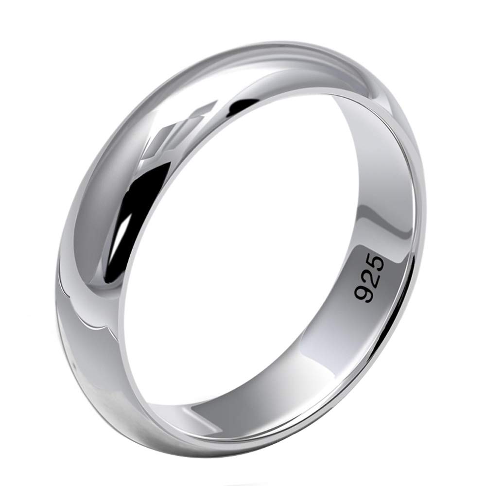Plain Solid 925 Sterling Silver Wedding Band Ring for Men Women 4.5mm Size 8.5