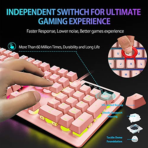 NPET K10V4 Wired Gaming Keyboard, RGB 10 Zone Backlit, Spill-Resistant Design, Multimedia Keys, Quiet Silent USB Membrane Pudding Keyboard for Desktop, Computer, PC