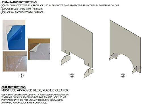 Sneeze Guard - Economy 32" x 24" Protective Freestanding Shield with Transaction Window for Offices and Stores