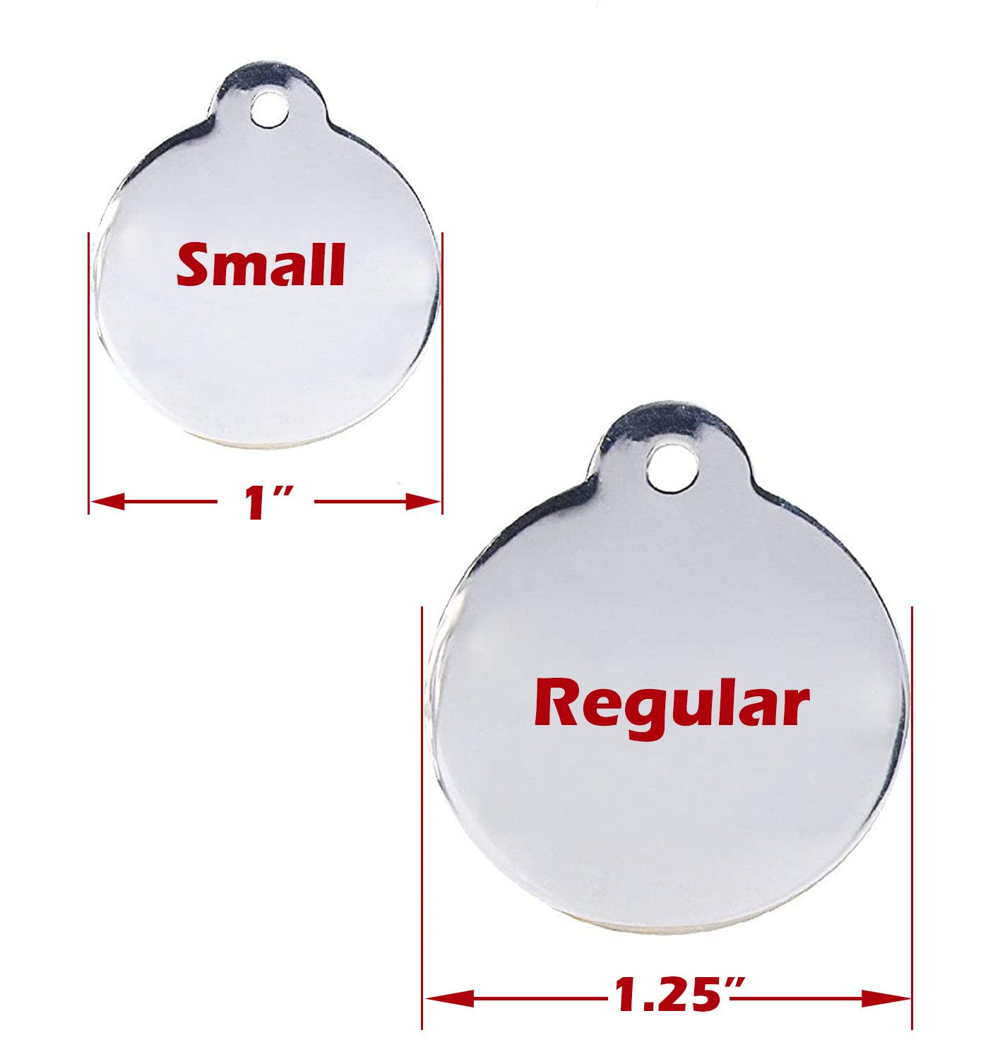 Personalized Dog Tag with 5 Lines of Custom Deep Engraved Durable Stainless Steel Pet ID Name Tag Designer Small Size Round