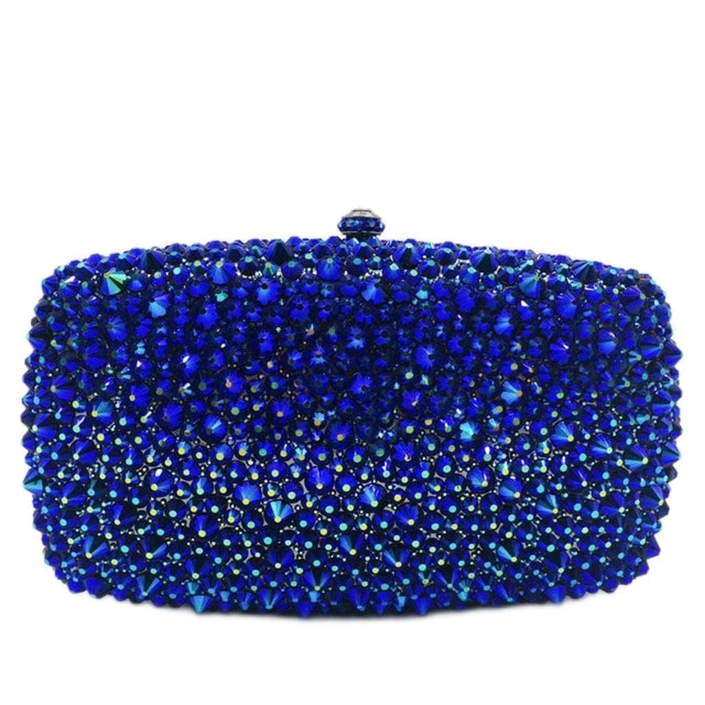 Women Blue Crystal Evening Clutch Purse and Handbag with Spikes Wedding Diamond Metal Clutches (Color : Blue, Size : One size)