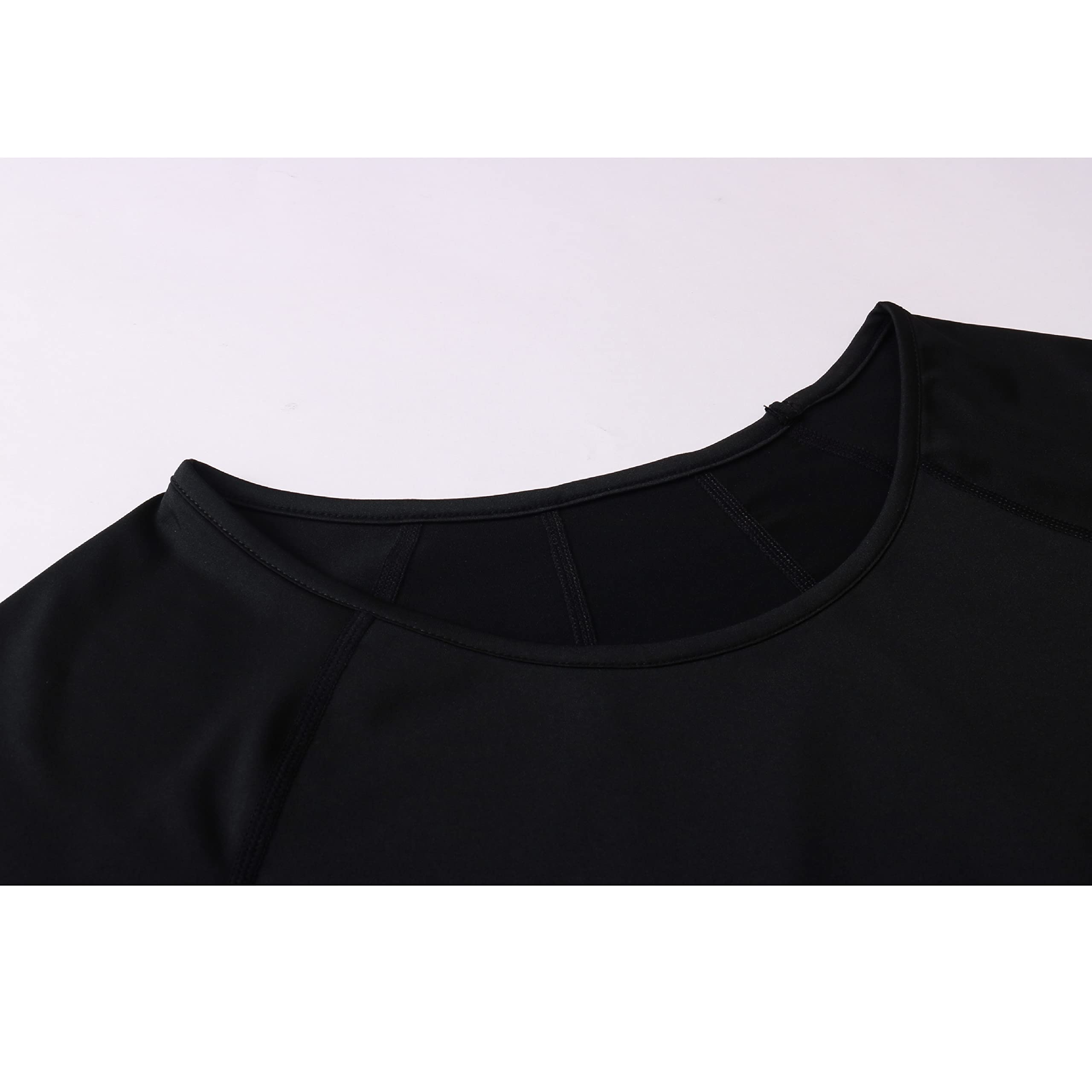 TAISIM Women's Close Fitting Exercising Crewneck Stretchy Cropped Short Sleeve,Black,Black,Black, Medium