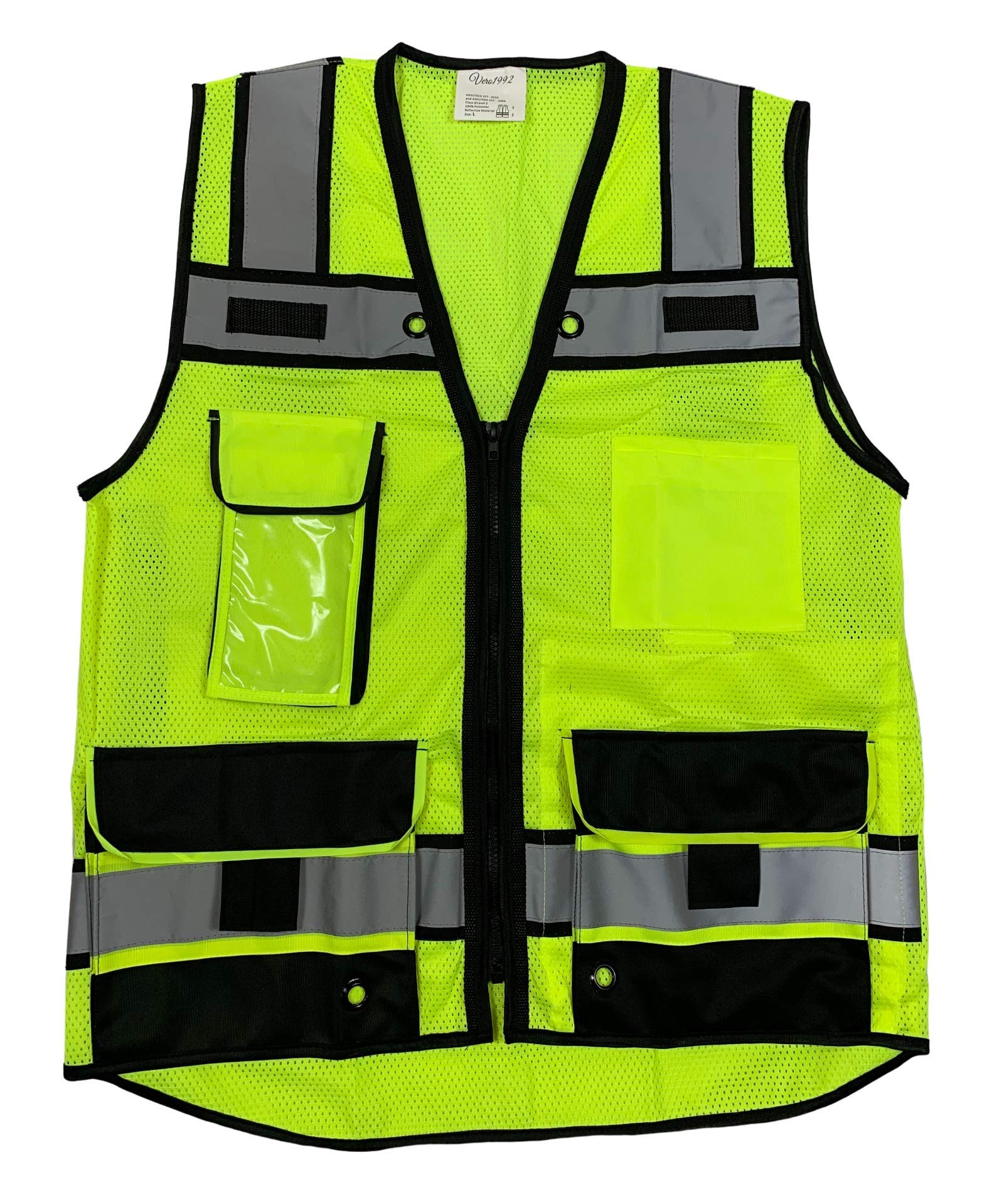 REXZUS (B Engineer Safety Vest, High Visibility Reflective Safety, Vest Mesh with Zipper and pockets (Yellow, Medium)