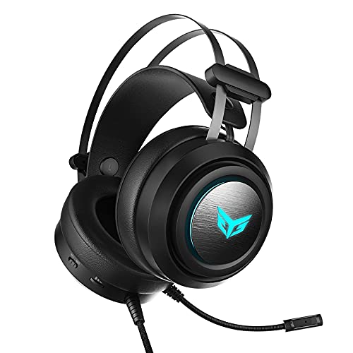 Ovann G30 USB Gaming Headset for PC & PS4 & PS5 Wired Noise Cancelling Gamer Headphone with Microphone, Virtual 7.1 Stereo Surround Sound and RGB Light, for Best & Top Audio-Comptuer Games