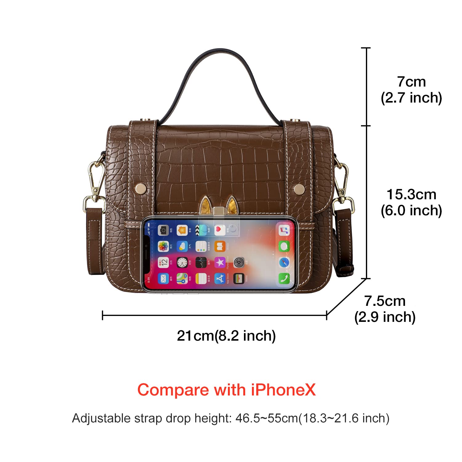 Women Genuine Leather Top Handle Handbag Purse Ladies Shoulder Bag