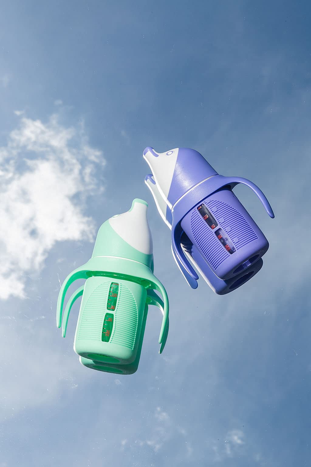 The Minis - Set of 2 - Glass Sippy Cup for Toddlers - 5oz | Spill-Proof | Silicone Straw | Mint Green & Indigo Purple | Liquids Never Touch Plastic