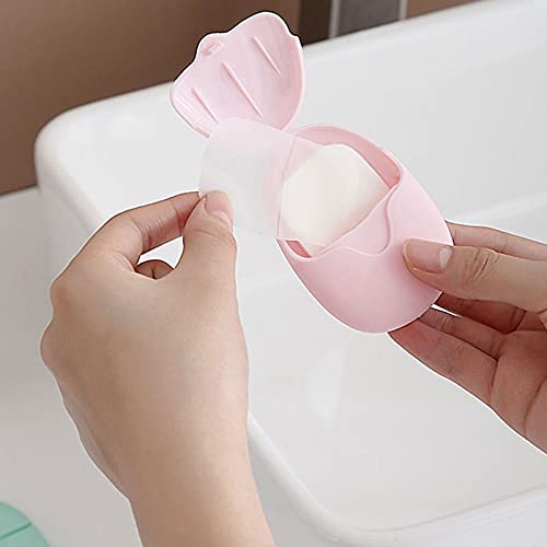 TAMSOI Soap Dishes, 50PCS Disposable Mini Travel Soap Paper Washing Hand Bath Cleaning Portable Boxed Foaming Scented Sheets 3 Colors (Color : Green)