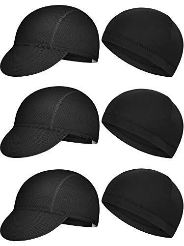 SATINIOR 6 Pieces Cycling Cap Breathable Bike Hat Sweat Absorption Helmet Liner Skull Cap (Black)