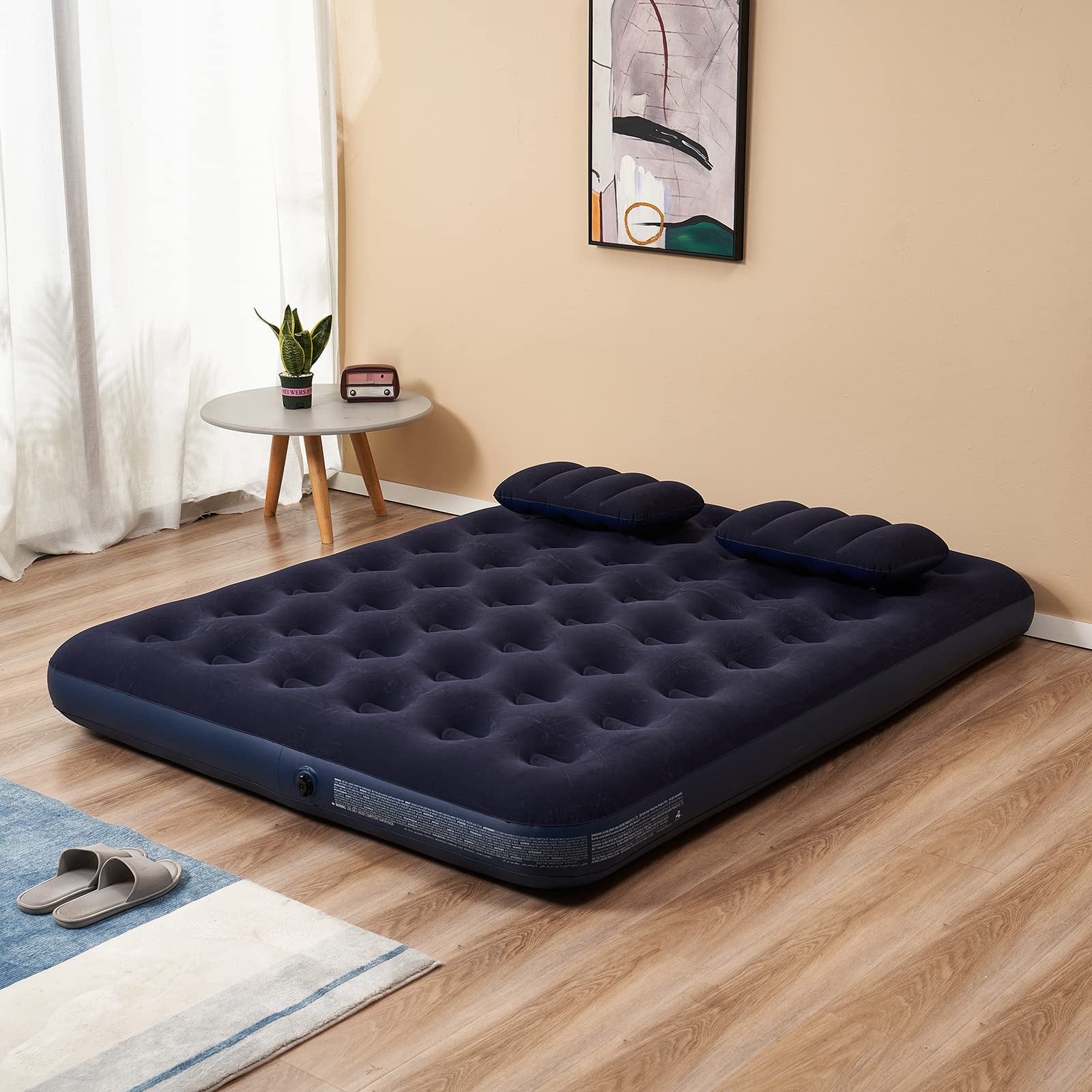 Outraveler Queen Size Air Mattress Inflatable Bed with Pump and Pillows,Blow Up Mattress for Camping and Home