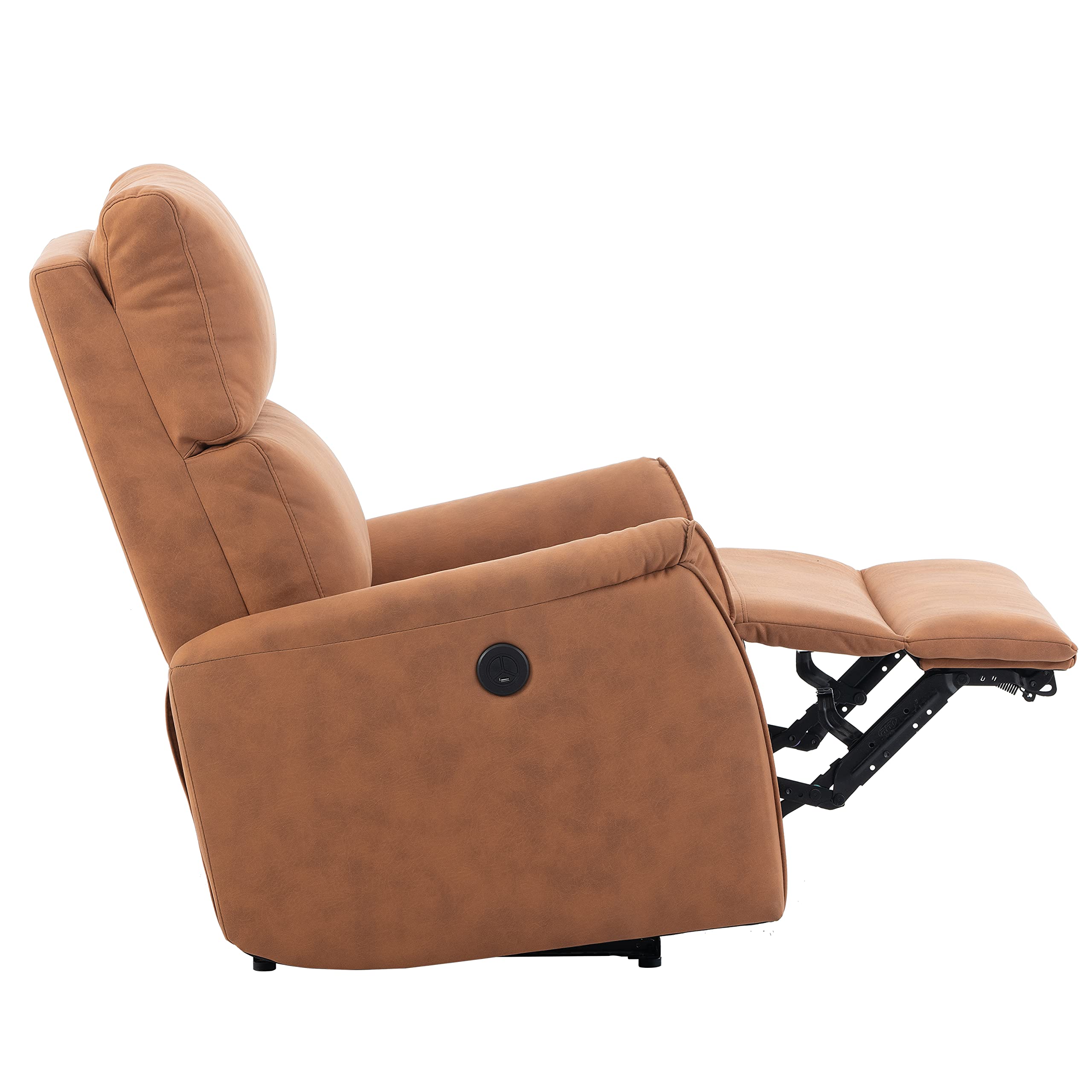 OMMGG Electric Power Recliner Chair with USB Ports and Side Control Button, Upholstered Foam Lounge Single Sofa w/Adjustable Backrest and Footrest, Home Theater Seating, Orange
