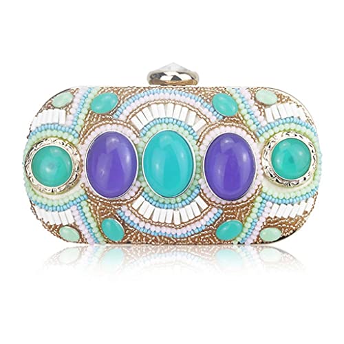 ZHUHW Big Diamond Crystal Women Evening Bag Wedding Chain Clutches Party Lady Shoulder Bags (Color : D, Size : 1)