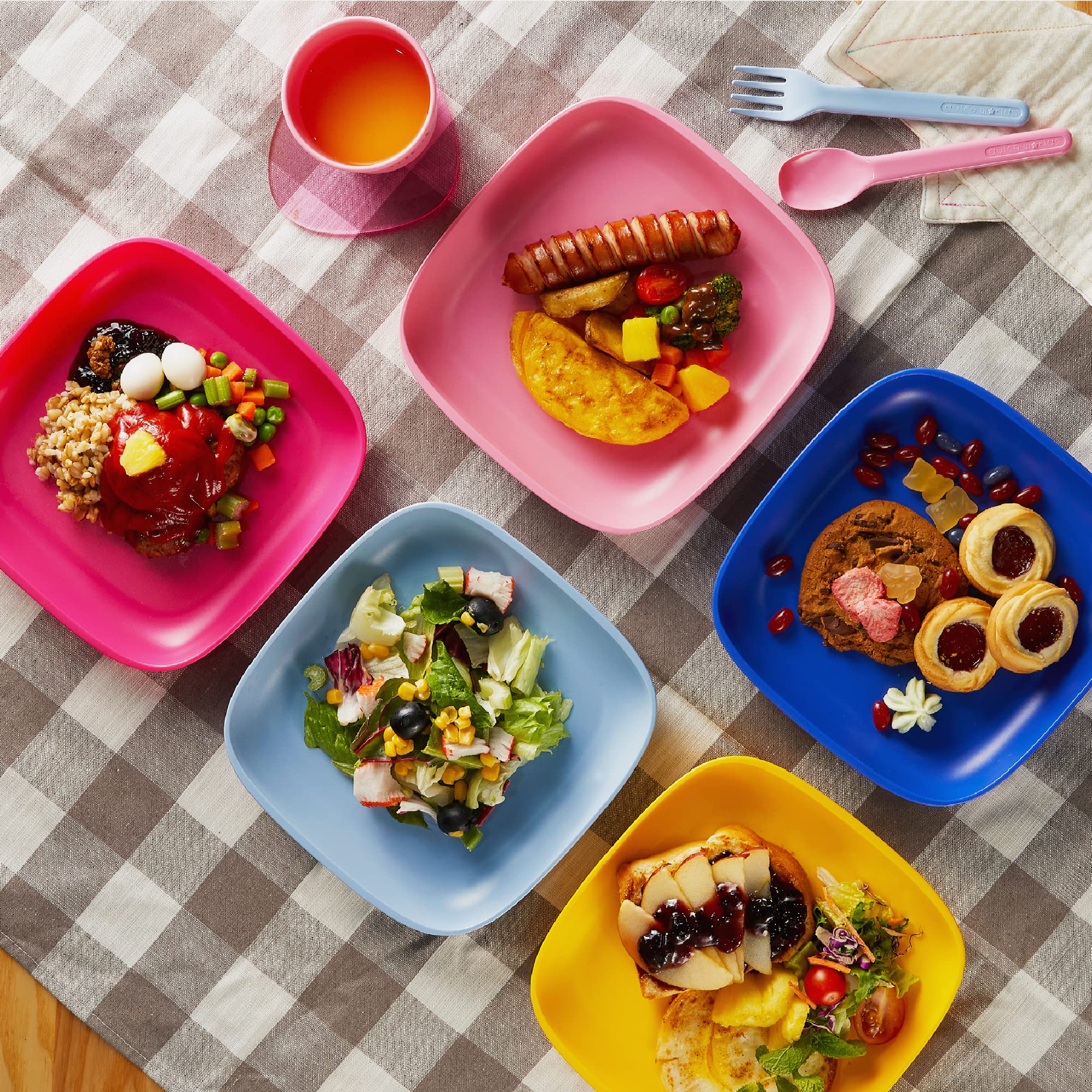 SUGARCANE Kids Plates 5Pack (7.9β) - Organic Dishes for Toddler to Big Kids - USDA Certified β Microwaves & Dishwasher Safe β BPA Free, Unbreakable, Reusable - Multi