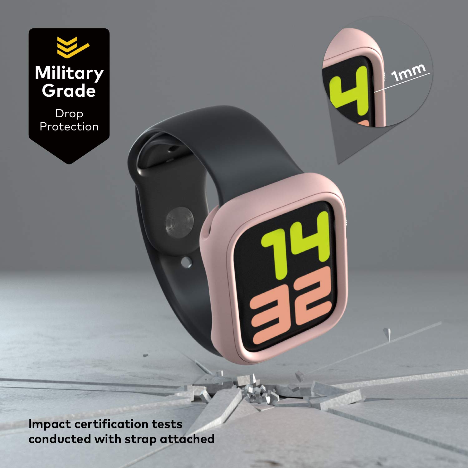 RHINOSHIELD Bumper Case Compatible with Apple Watch SE & Series 6/5 / 4 [44mm] | Slim Protective Cover - Lightweight and Shock Absorbent - Black