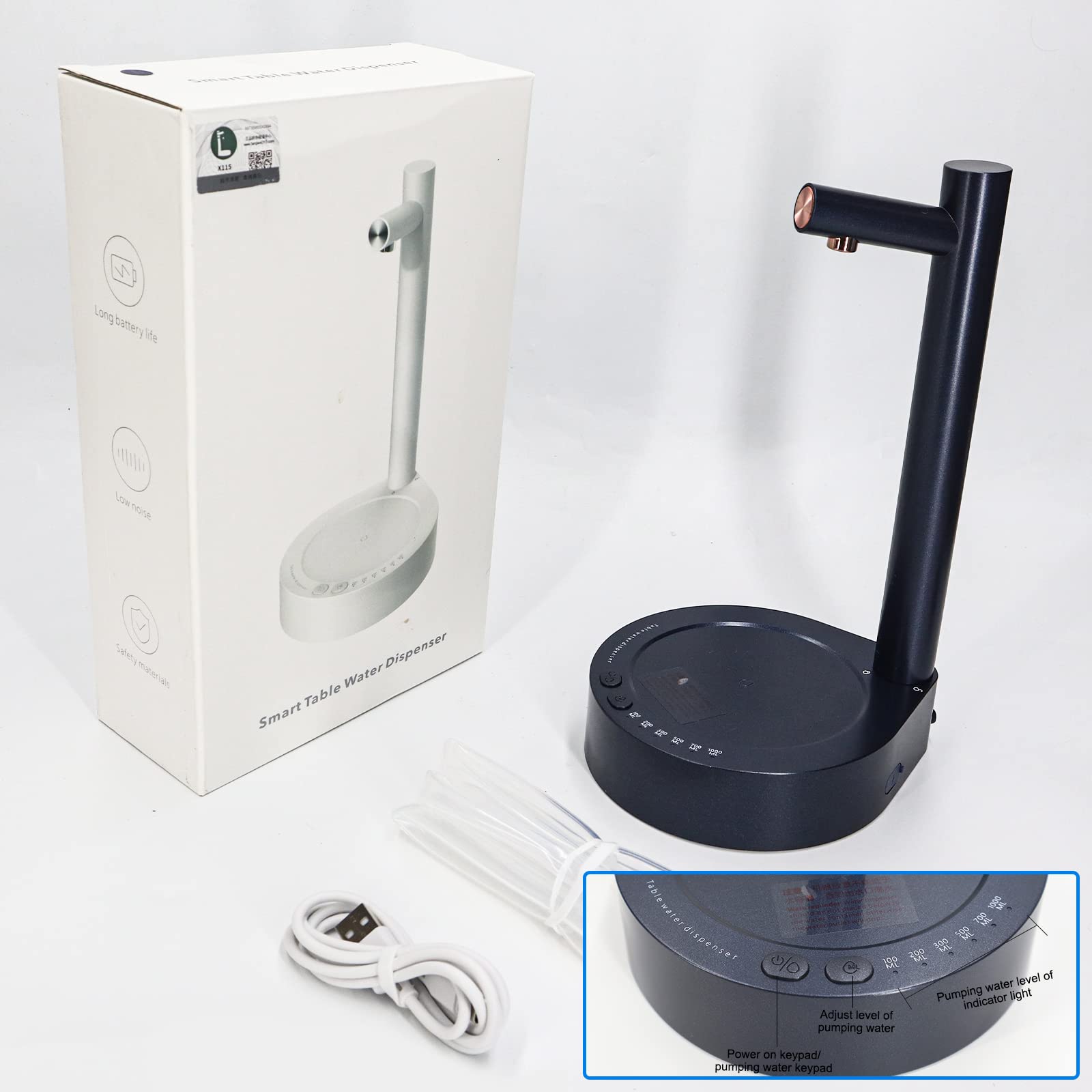 Myvision Desktop Water Bottle Dispenser,Portable Water Bottle Pump for Universal Bottles, USB Charging Water Jug Pump Water Bottle Switch (White)