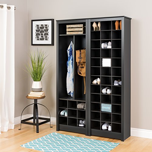 Prepac Space-Saving Entryway Organizer with Shoe Storage, Black