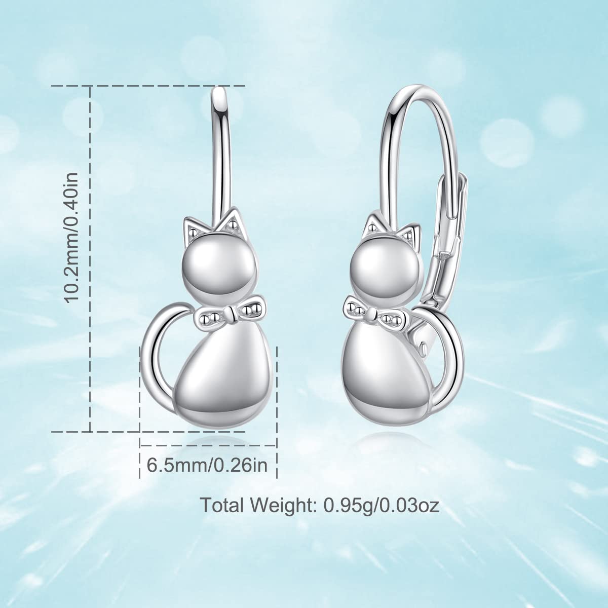 Vito Cat Stud Earrings for Women, 925 Sterling Silver Dainty Freshwater Pearl Kitten Ear Jewelry Gift for Cat Lover