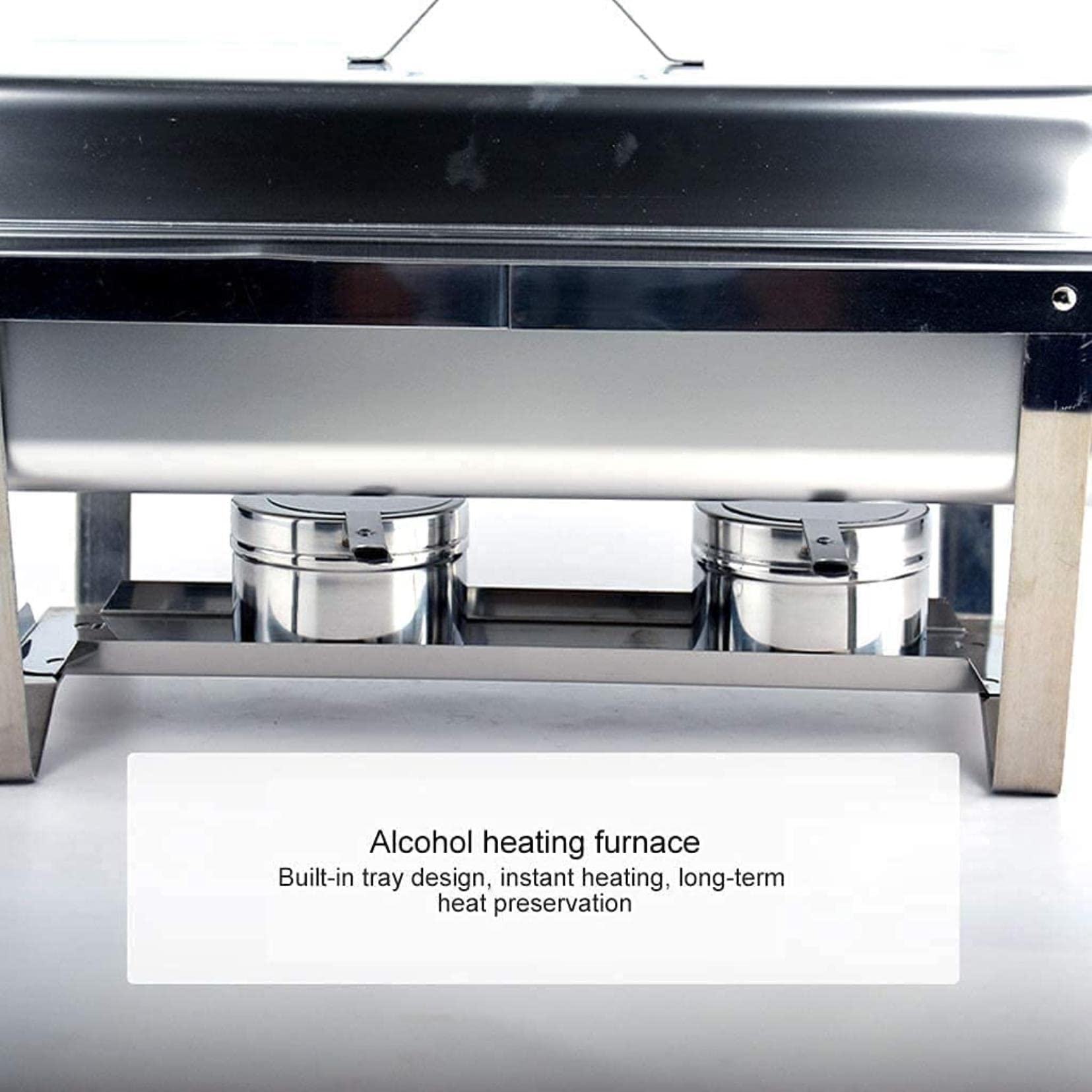 UZOURI Food Warmer, Chafing Dish 9L Stainless Steel Chafing Dish Set Buffet Catering Warmer Set, Rectangle Chafing Dish for Party