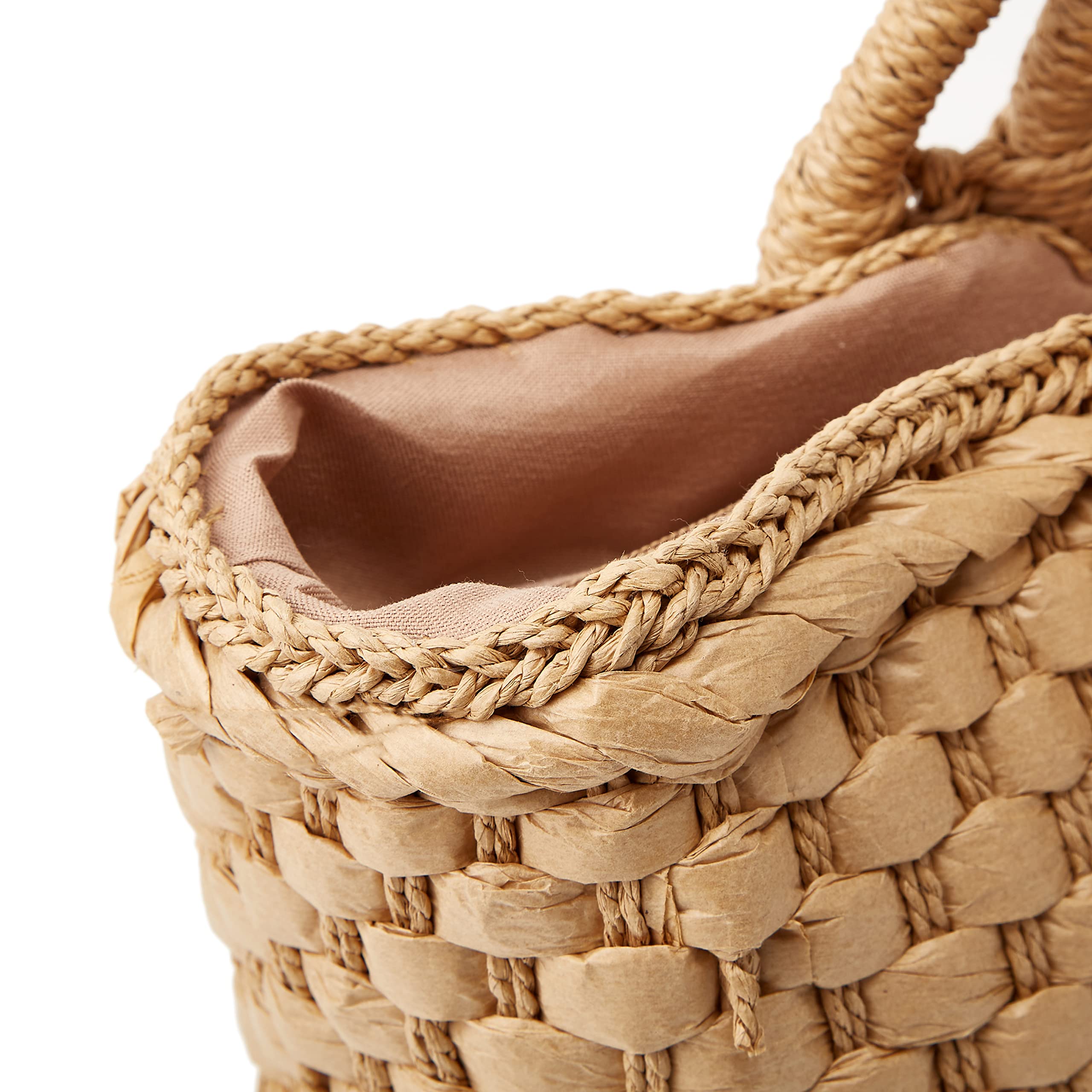 Women Straw Handbag, Large Capacity Woven Handmade Round Handle Hobo Bag, Casual Retro Vacation Beach Bag