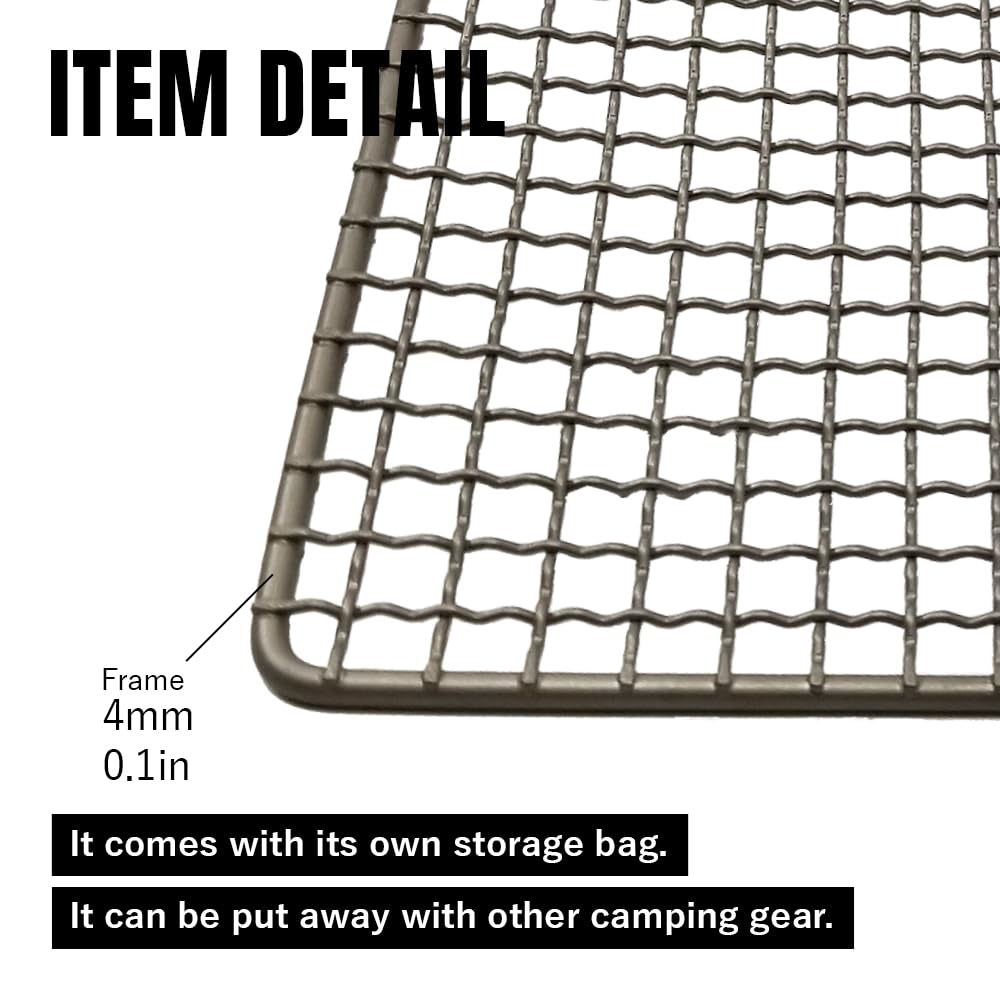TITAN MANIA Titanium Mesh Camping Grill, Folding Camping Table, Portable Camping Table, Side Table, Griddle, Lightweight, Sturdy, Outdoor Gear, Camping Equipment