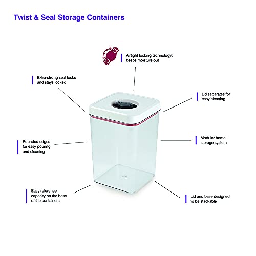 Zyliss Twist & Seal 3.6L Container, 4 litre, Clear/White