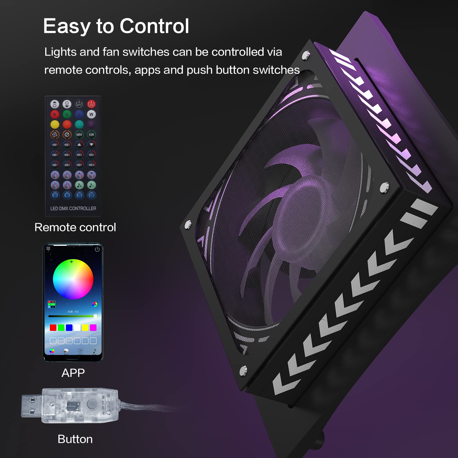 Xbox Series X LED Fan, Cooling Fan for Xbox Series X with LED RGB Light, USB Powered and Remote Control or App Control, Various Colorful LED Lights, Low Noise, Xbox Series X Accessories