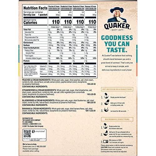 Quaker Instant Oatmeal Fruit & Cream Variety Pack,44 Count (Pack of 1)