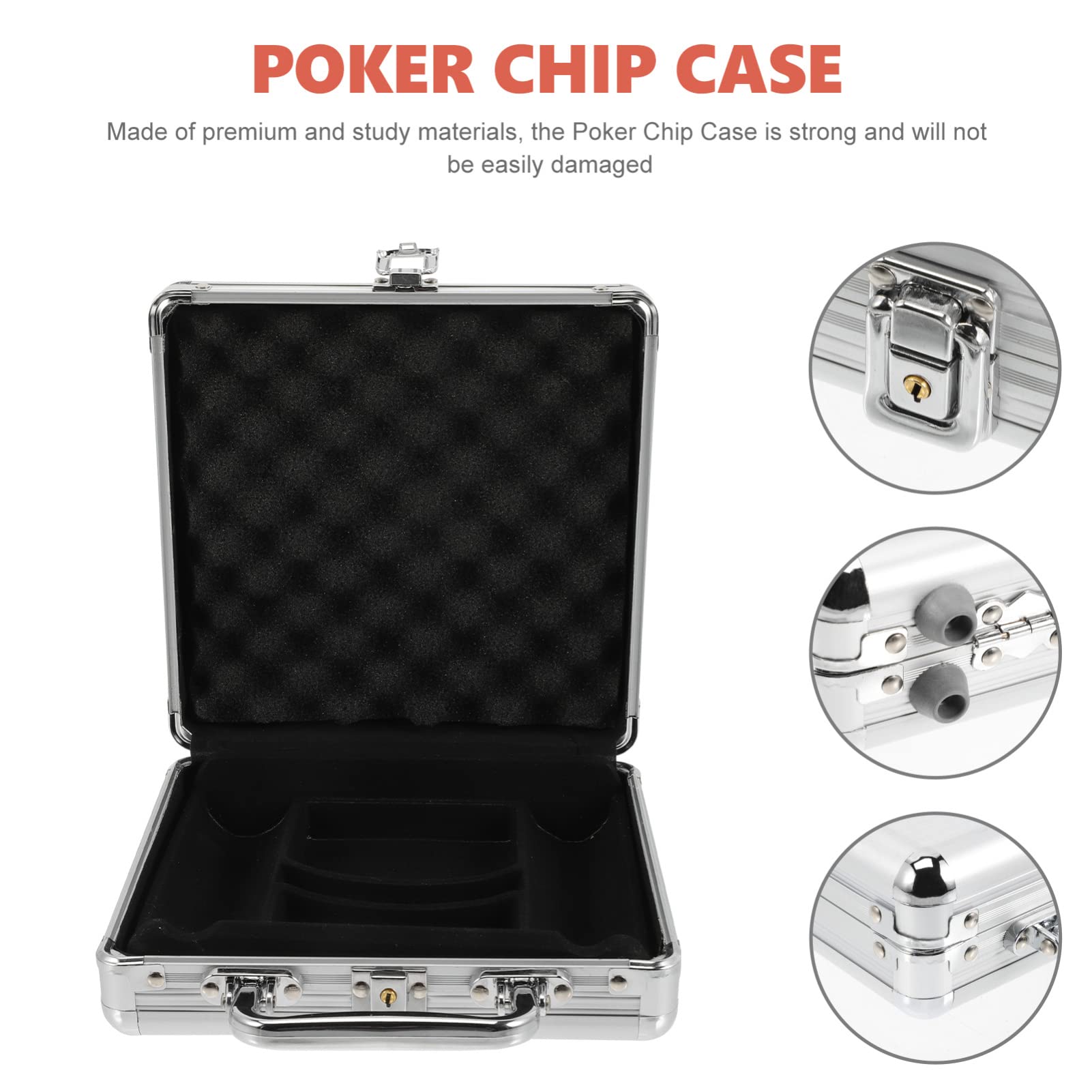 Yardwe Club Poker Chip Holder Poker Chip Case Empty Aluminum 300 Poker Chip Carrier Large Capacity Poker Cards Holder Storage Case Poker Chips