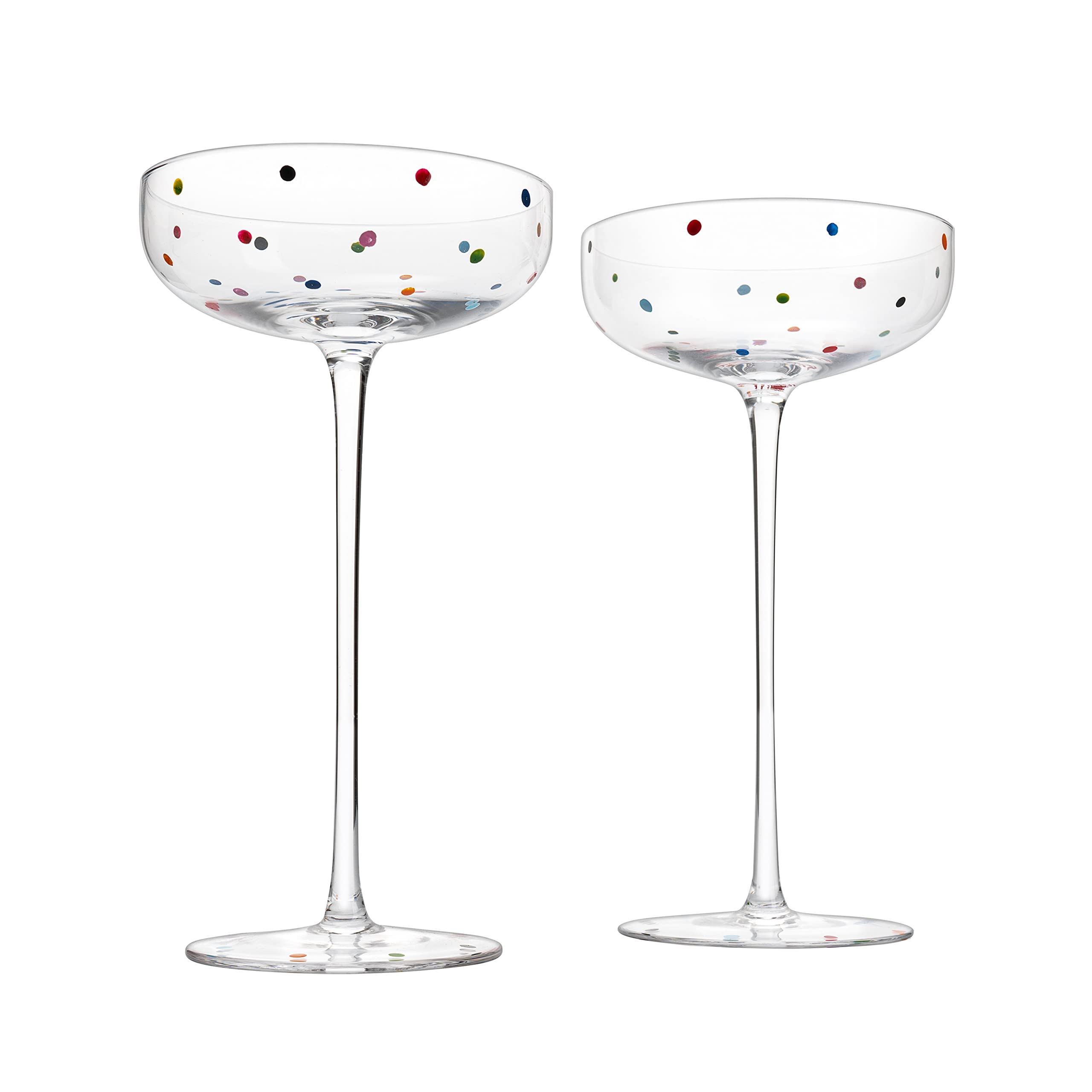 The Wine Savant Polka Dot Set of 2 Stemless Bubble Wine Glasses 18 oz Polka Dot Rainbow Glasses, Colored Wine Glasses, Bubble Glasses, Unique Tumblers Gift Idea For Everyday, Weddings, Parties
