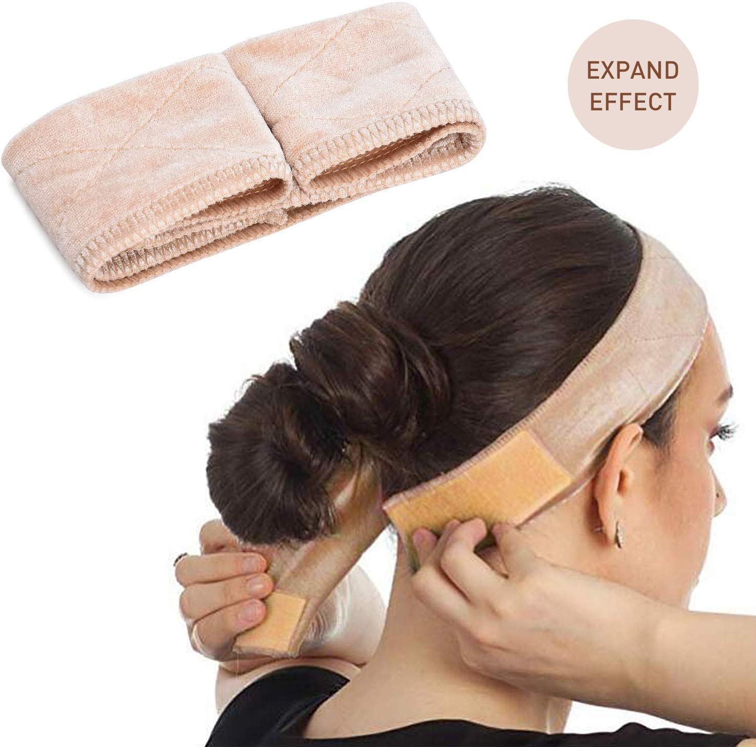 sansheng 3 Pack Wig Grip Band,Velvet Headband Scarf Head Hair Band Extra Hold Wig Adjustable Fastern,Stretch Cotton headband(3 colors)