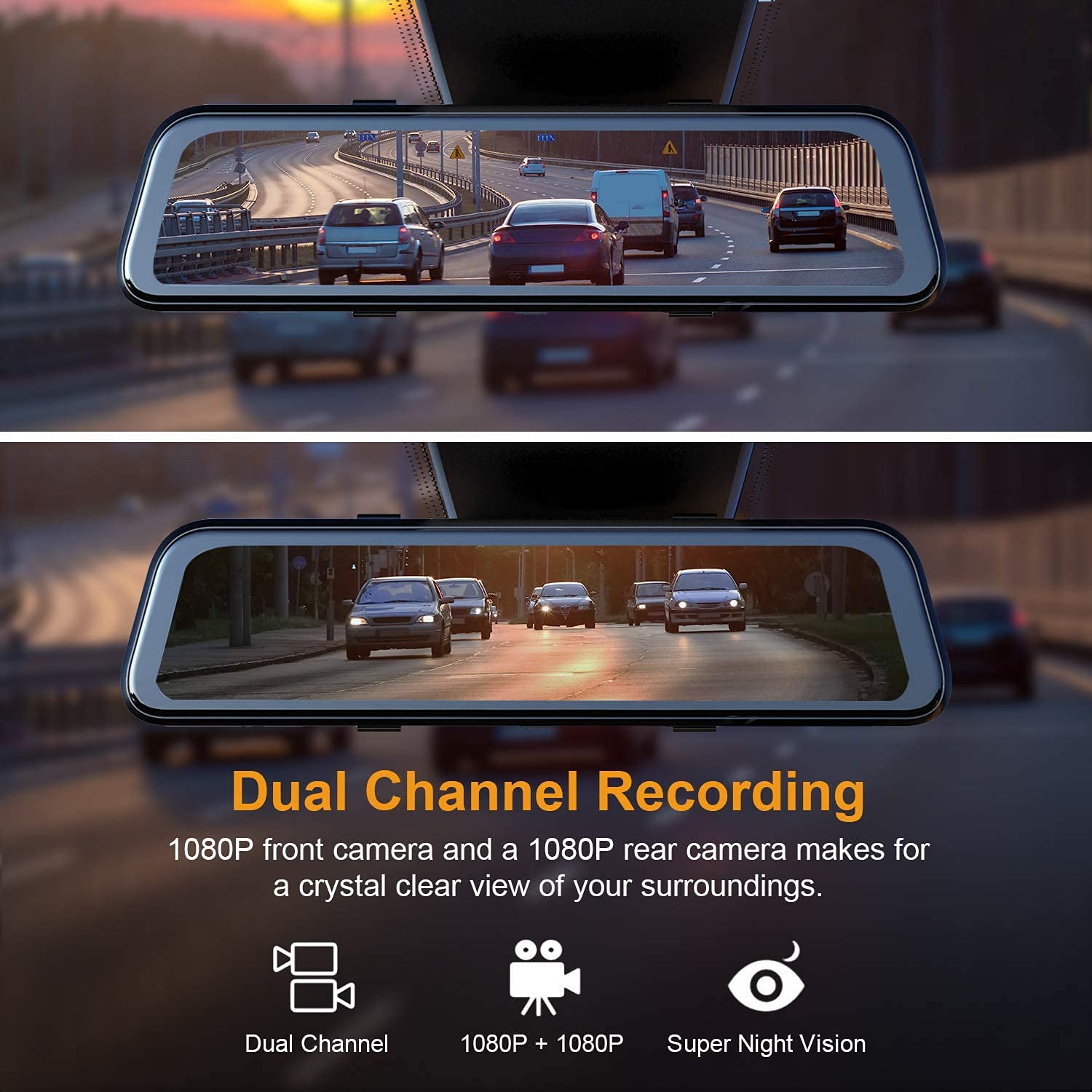 REXING M2 Smart BSD ADAS Dual Mirror Dash CAM 12β IPS Touch Screen, 1080p (Front+Rear),GPS,Stream Media, Parking Monitor, Night Vision,Blind SPOT Detection, Backup Camera for CAR, Pick UP Truck, Taxi