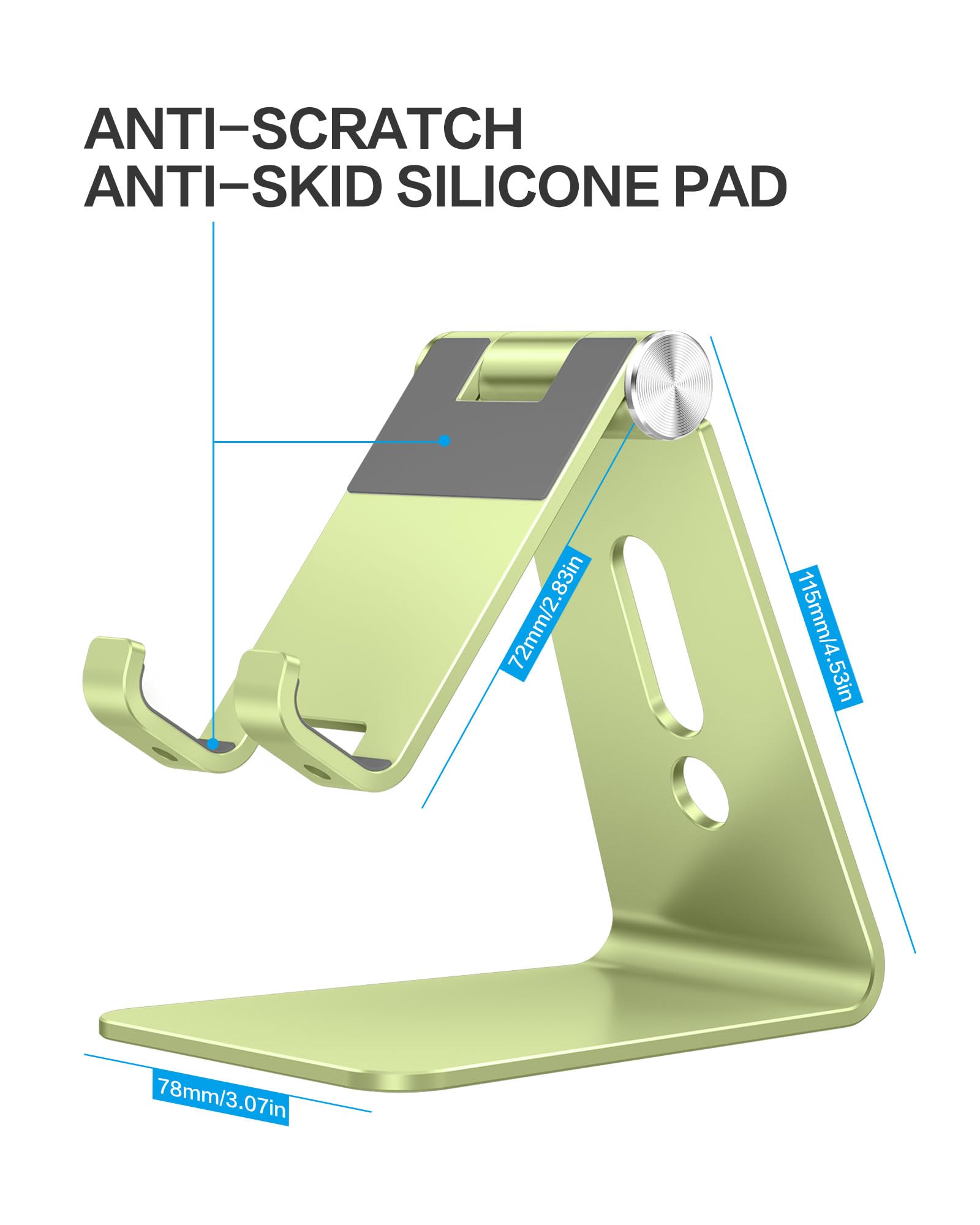 OMOTON Adjustable Cell Phone Stand, C2 Aluminum Desktop Phone Holder Dock Compatible with iPhone 15 14 13 Xs XR 8 Plus 7 6, Samsung Galaxy, Google Pixel, Android Phones