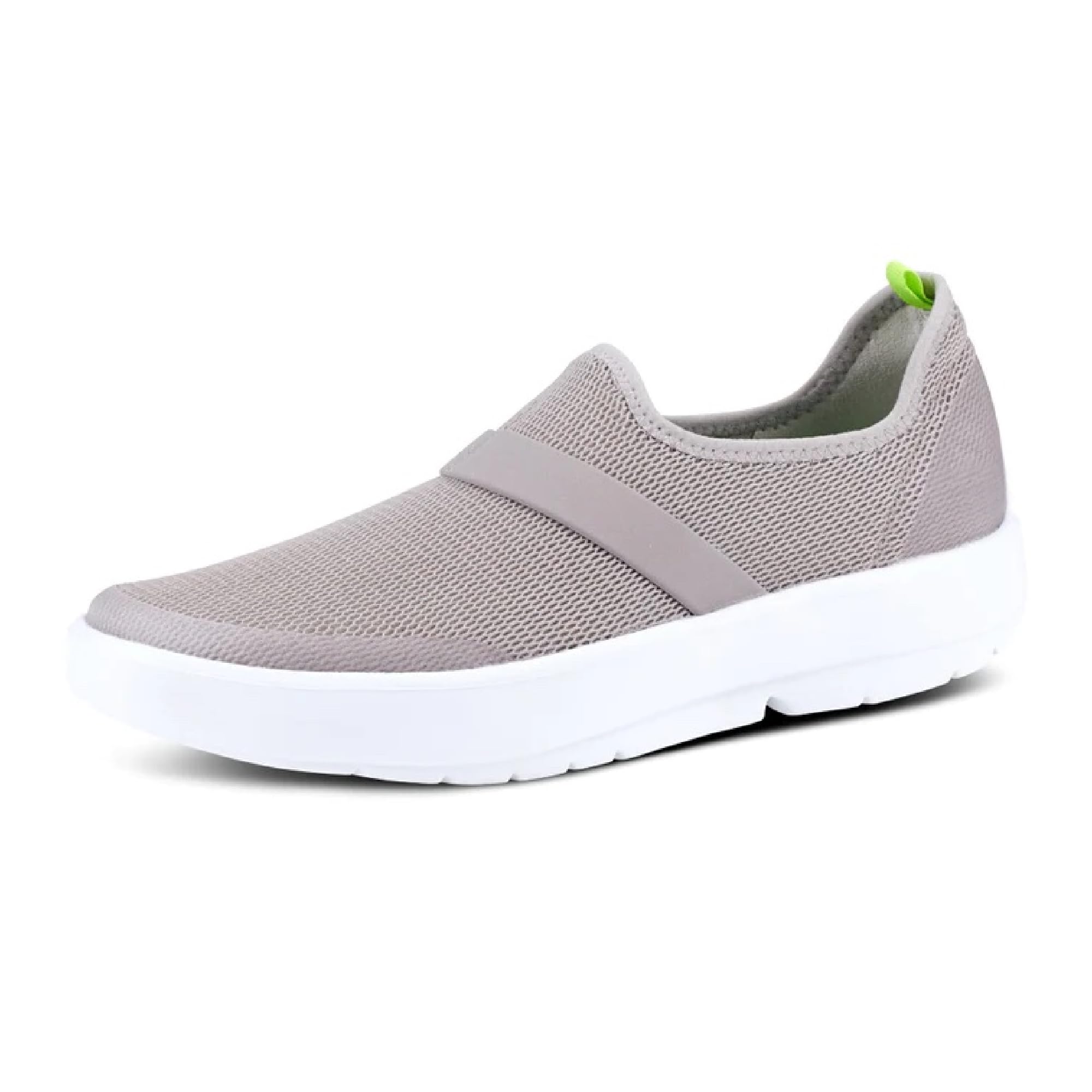 OOFOS OOmg Low Shoe, Grey & White - Women’s Size 8.5 - Lightweight Recovery Footwear - Reduces Stress on Feet, Joints & Back - Machine Washable