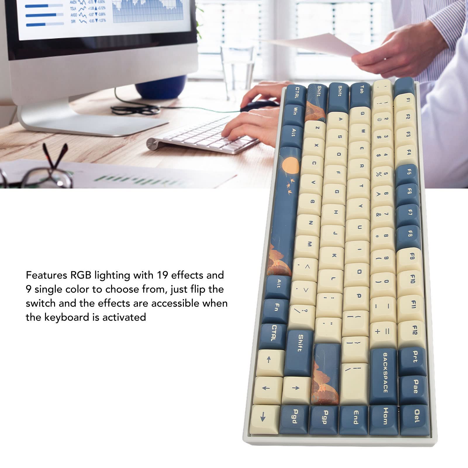 Yoidesu Bluetooth Mechanical Keyboard, 84 Key Wireless RGB Keyboard 2.4G USB Connection Hot Swappable Gaming Keyboard with RGB Backlighting(Silver Switch)