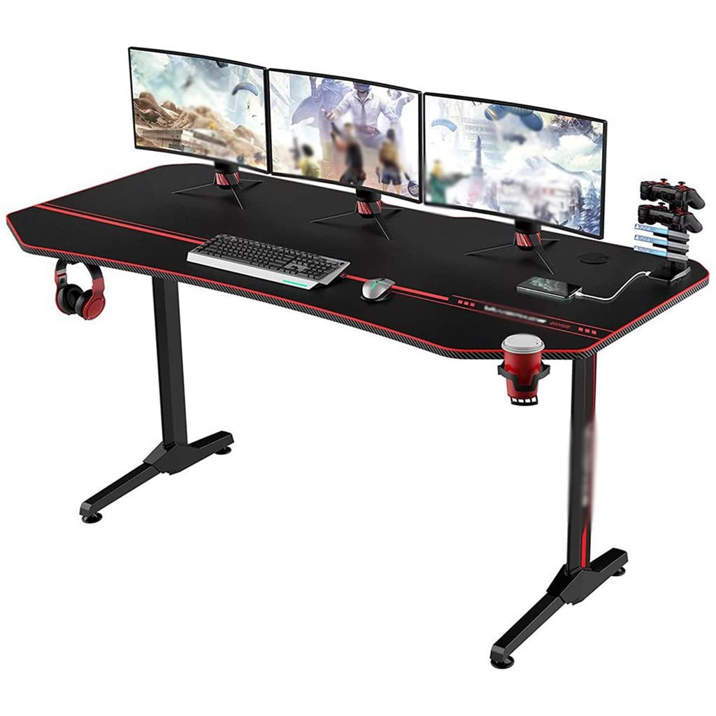 n/a 63 Inch Gaming Desk E-Sports Computer Table PC Desk Gamer Tables Workstation with USB Gaming Handle Rack