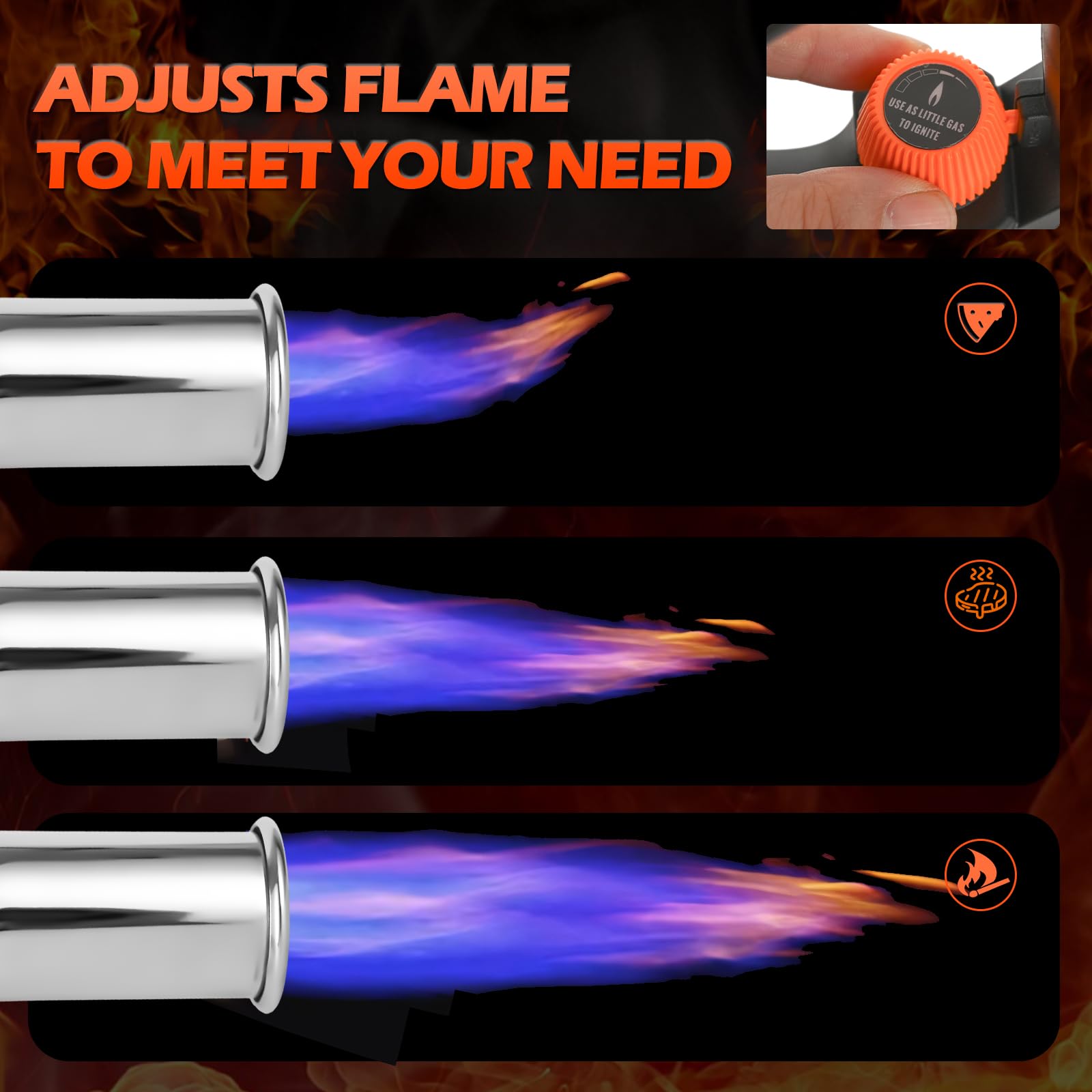 Powerful Propane Kitchen Cooking Torch Head, Grill Torch Charcoal Starter, Sous Vide Torch Lighter for Outdoor Campfire BBQ Searing Steak & Creme Brulee, Adjustable Flame (Propane Tank Not Included)