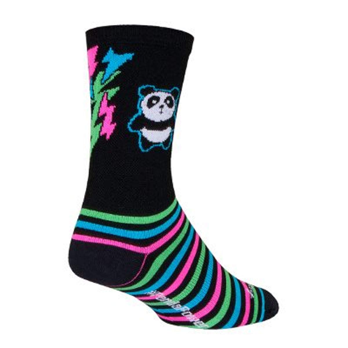 SockGuy Wool Crew 6in Panda Power 2 Cycling/Running Socks (Panda Power 2 - S/M)