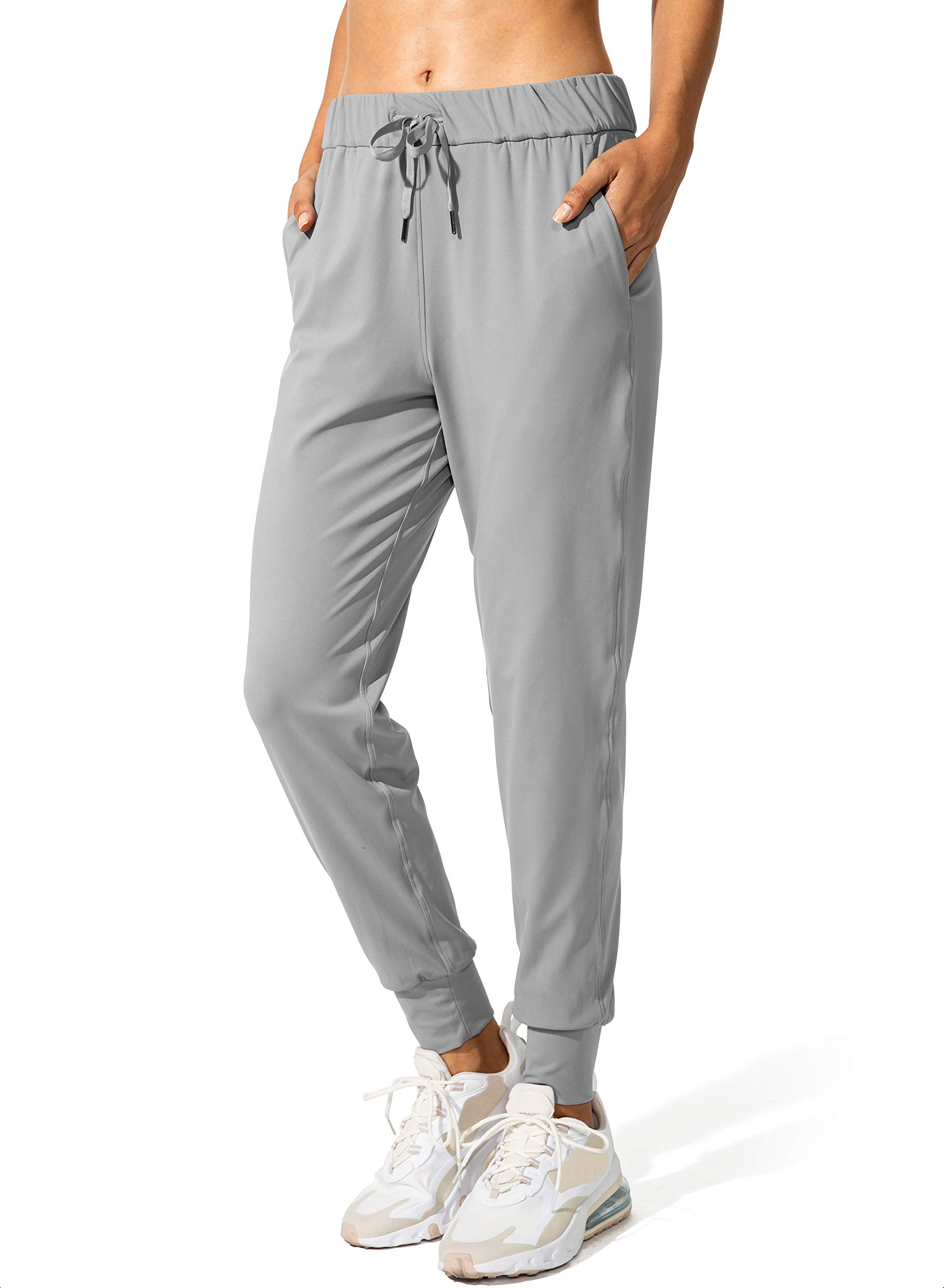 SANTINY Women's Joggers Pants Pockets Drawstring Running Sweatpants for Women Lounge Workout Jogging(Light Grey_L)