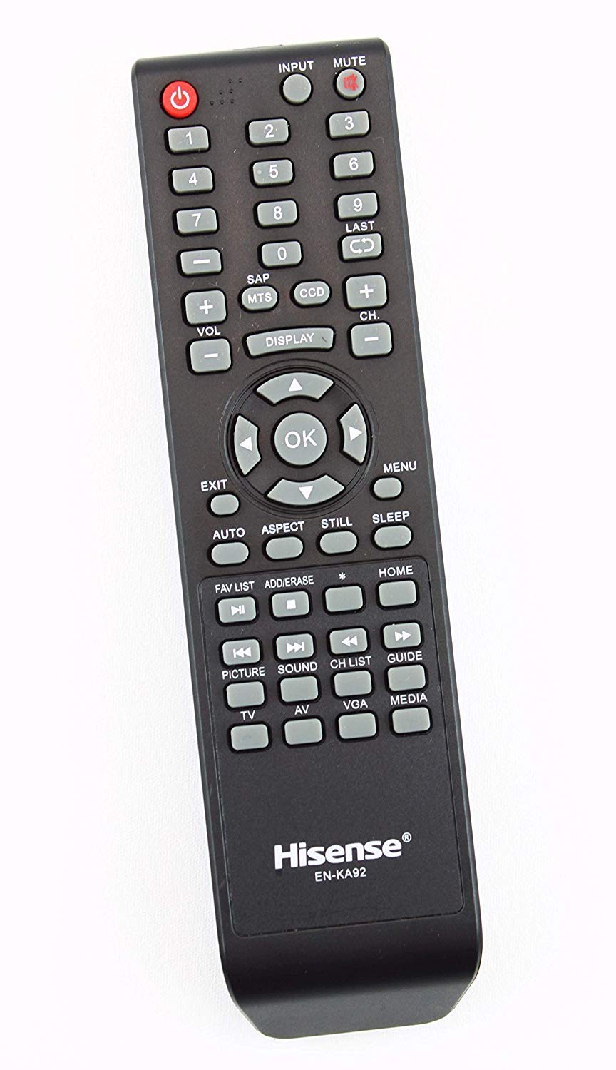 Original Hisense EN-KA92 LCD TV Remote Control Supplied with Models 32D37, 32H3B1, 32H3B2, 32H3C, 32H3E, 40H3B, 40H3C, 40H3E (Renewed)
