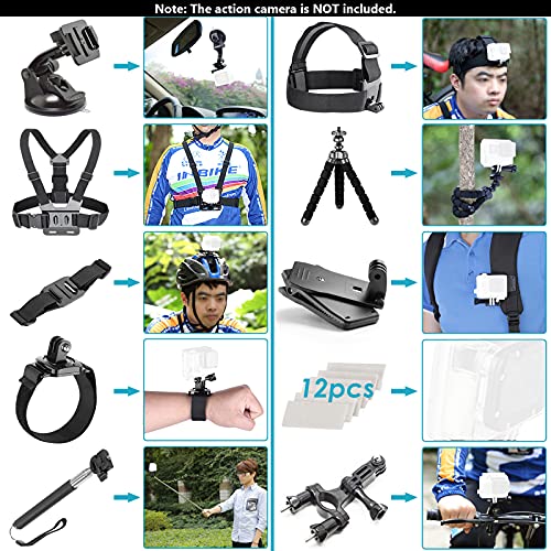 Neewer 58-In-1 Action Camera Accessory Kit Compatible with GoPro Hero 10 9 8 Max 7 6 5 4 Black GoPro 2018 Session Fusion Silver White Insta360 DJI Action 2 AKASO APEMAN Campark SJCAM Action Camera etc