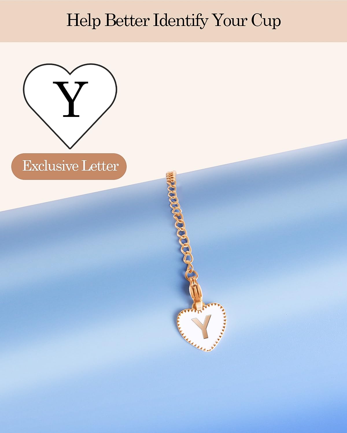 OriJoy Letter Accessories for Stanley Cup, Name ID Letter Handle For Stanley/Simple Modern Tumbler, Heart Shape Initial Identification (Y)