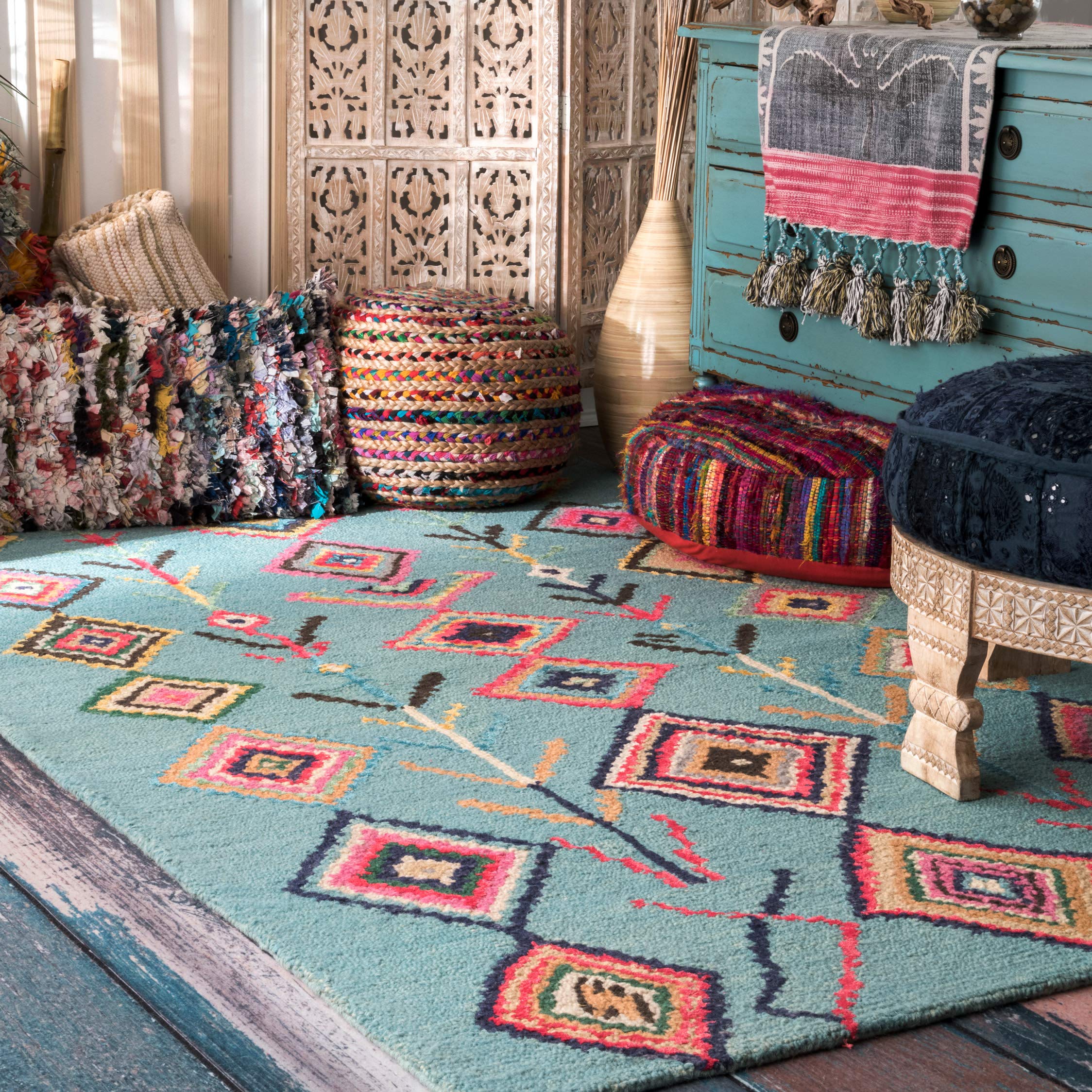 NuLOOM Hand Tufted Belini Area Rug, 4' x 6', Turquoise
