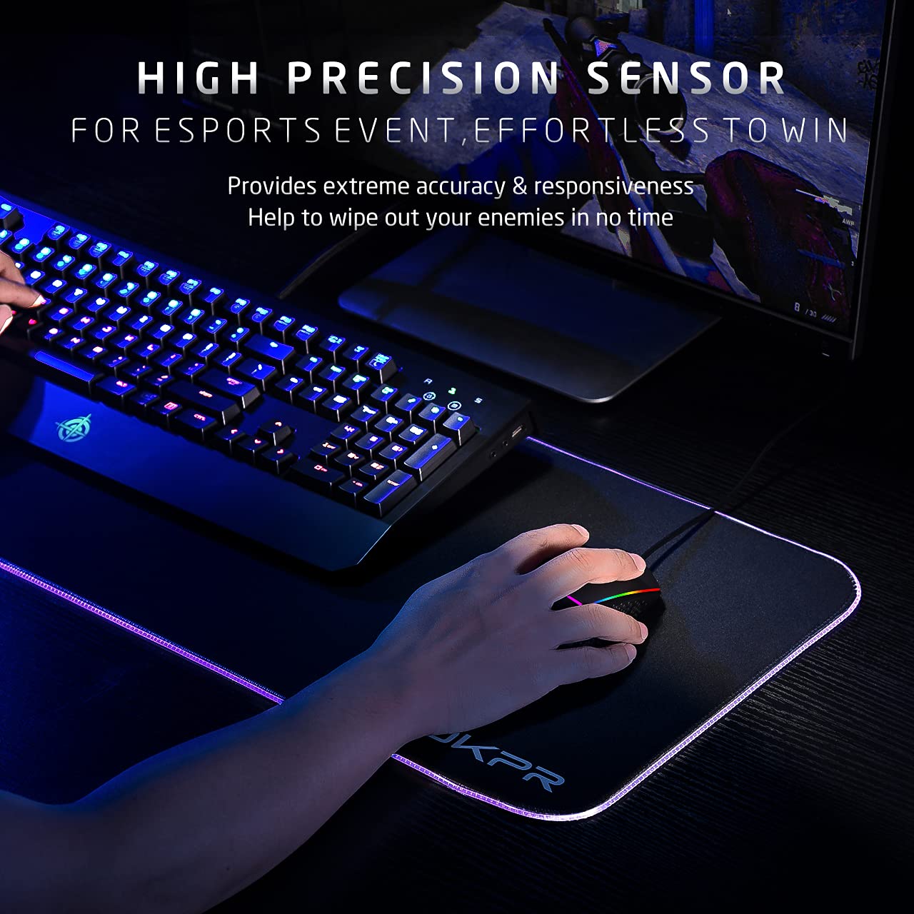 RGB Gaming Mouse Wired, 8000 DPI - 1000Hz Polling Rate - 8 Programmable Buttons - Mechanical Switches - Fire Button - 5 Adjustable DPI, Ergonomic USB Computer Gaming Mouse for Laptop PC Mac Work